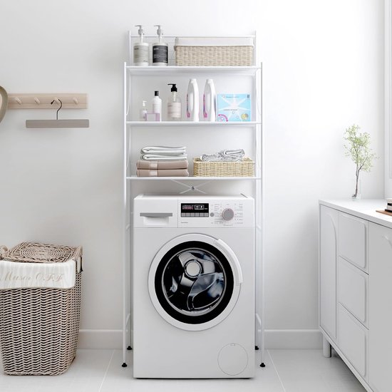 Wasmachine Rek Zonder Boren - 3 Niveau's - RVS Badkamerrek ...