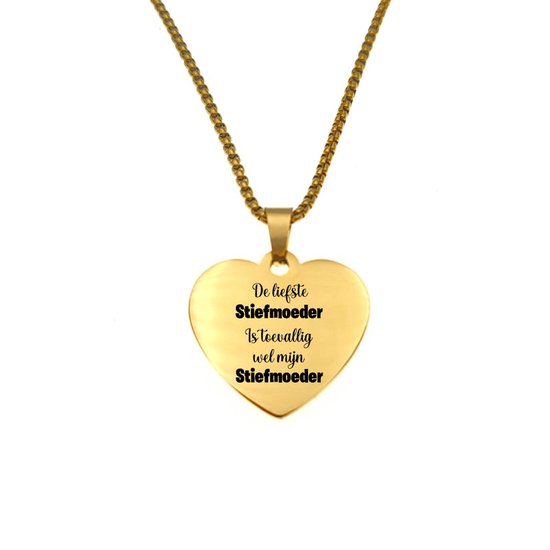 Ketting Rvs Hart Goud De Liefste Stiefmoeder Is Toevallig Wel