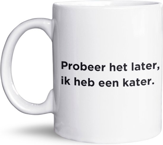 NietMokken.nl - Grappige Mok voor Kattenmensen met Illustratie 325 ml - “Probeer Het... | bol