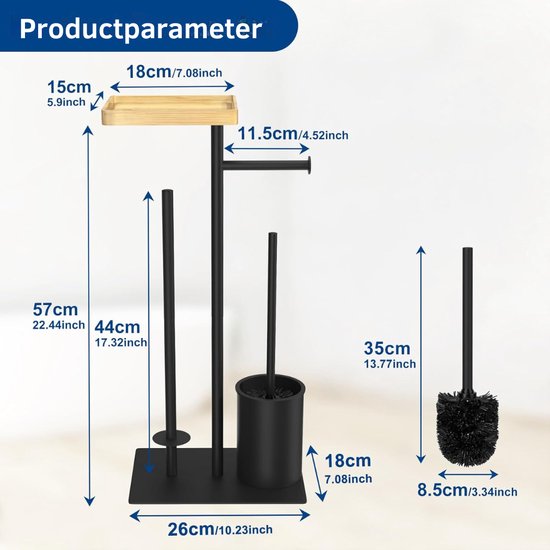 Goodivery - Toiletbutler - toiletrolhouder staand - Toiletborstel met ...