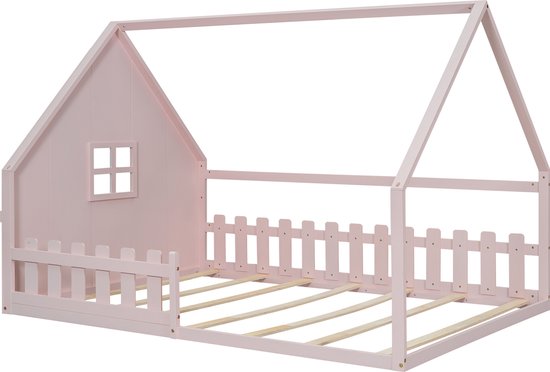 Sweiko Kinderbed 140*200 cm, grenen, roze | bol