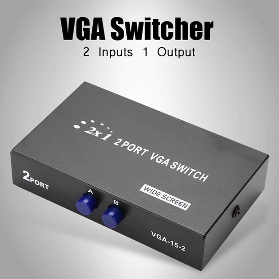 Video Selector Switcher Box - 2 In 1 Out VGA Monitor Switch - VGA ...