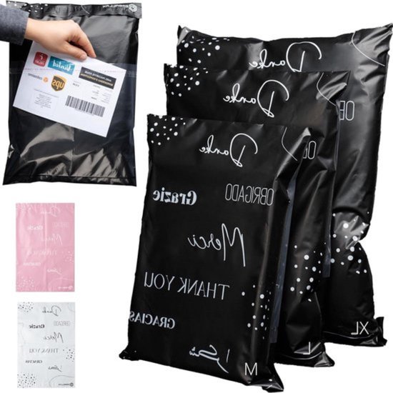 60 Verzendtassen Kleding Vinted met verzendlabels - 3 maten ML-XL ...