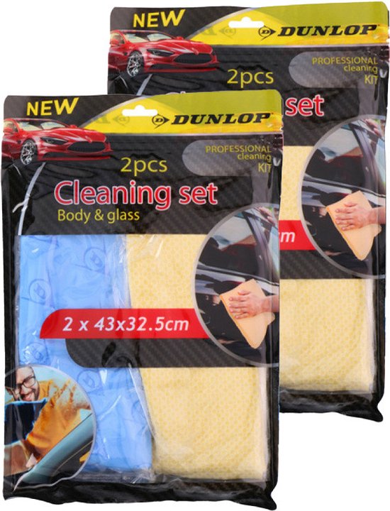 Dunlop Poetsset - 4x Poetsdoeken - zeemspons - auto / ramen - Auto ...