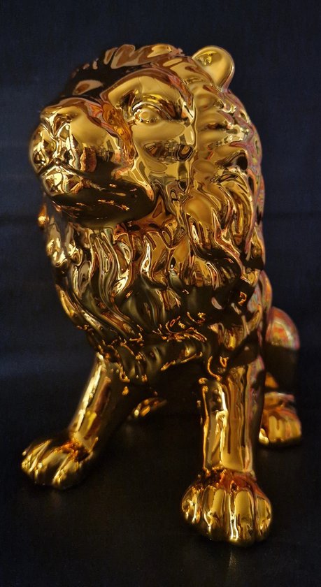 gouden leeuw beeldje/ Decoratief beeld Lion / Leeuw /Goud / sterrenbeeld leuw | bol
