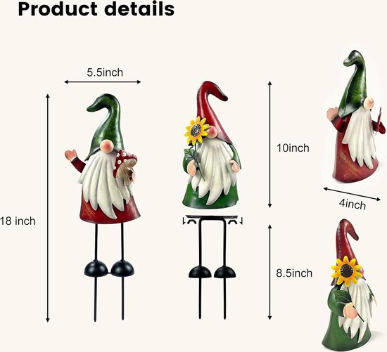 Tuinkabouter Standbeeld Buiten - Decoratieve Kabouter Tuin Kunst - 2 ...