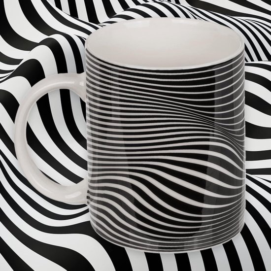 Keramische mok met handvat - optische illusie alloverprint - theekopje koffiemok - 300... | bol