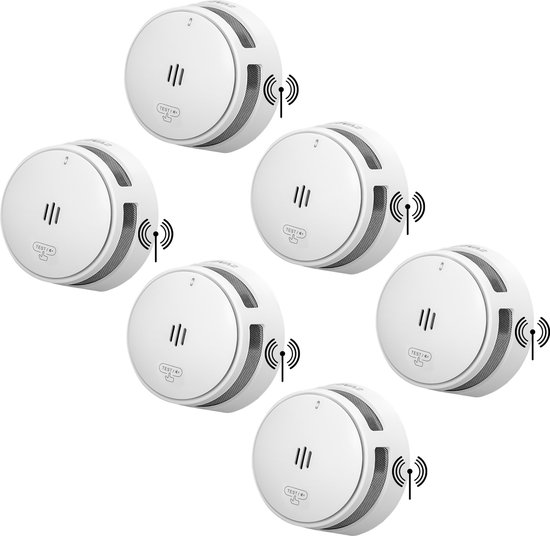 SAVS S10-W Draadloos koppelbare rookmelder - 6 Rookmelders - LinkSmart® - 10 jaar... | bol