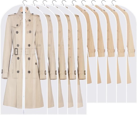 Transparante kledingzakken met ritssluiting - 10 stuks - lang - 60 x ...