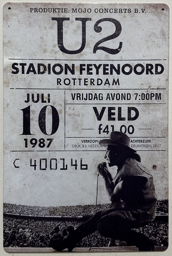 U2 Stadion Feyenoord Rotterdam Reclamebord van metaal METALEN-WANDBORD - MUURPLAAT -... | bol