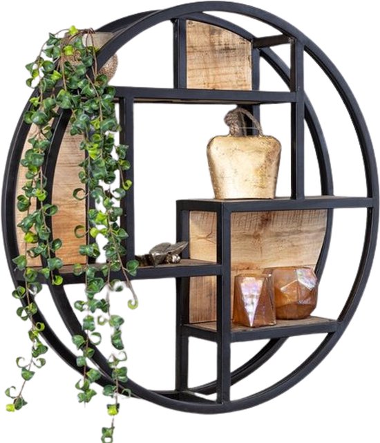 Wandrek Rond - Wandrek Industrieel Hout - Wandplank zwevend - Fotoplank ...