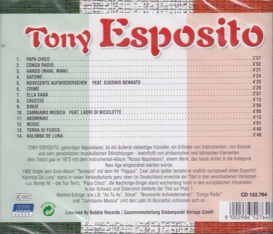 Tony Esposito, Toni Esposito | Musique | bol