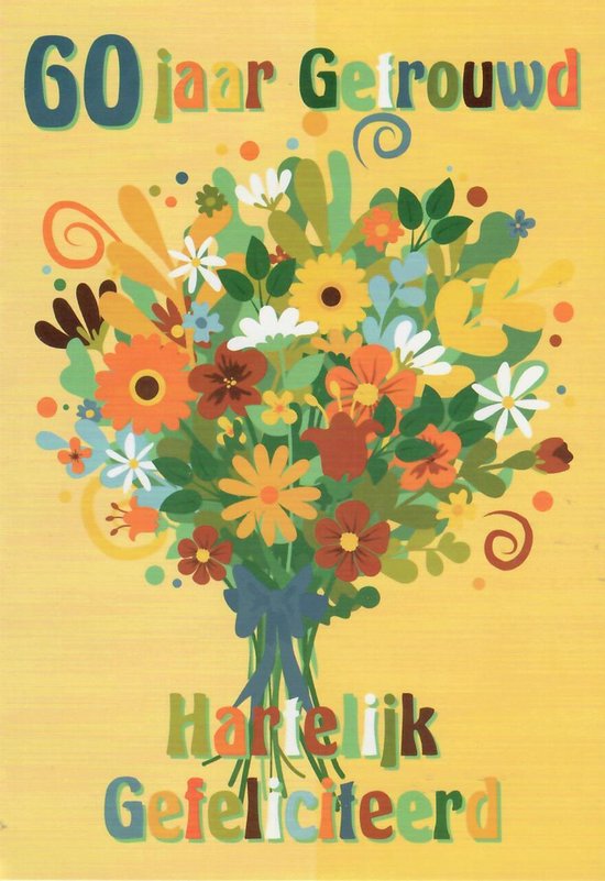 Wenskaart | 10 stuks | 60 jaar getrouwd, hartelijk gefeliciteerd | bol
