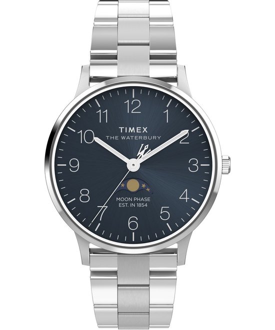 Timex Waterbury Classic Moon Phase TW2W75700 Horloge - Staal ...