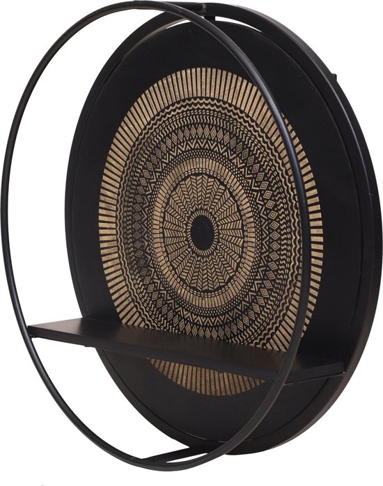 Wandrek Rond Zwart Metaal - Wandrek Industrieel Hout - Wandplank ...