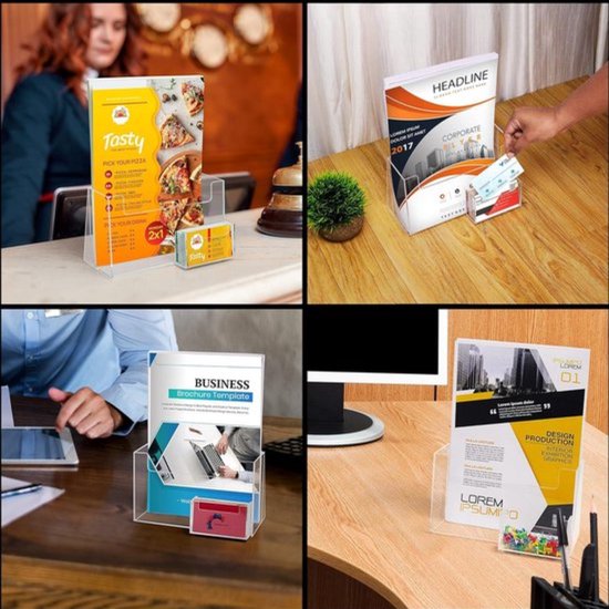 Plastic A5 Brochure Holder with Business Card Holder - Counter Desk ...