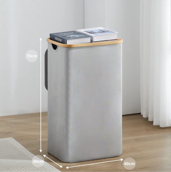 SHOP YOLO-wasmand met deksel-85 liter- wasverzamelaar-smal met waszak- opvouwbare... | bol