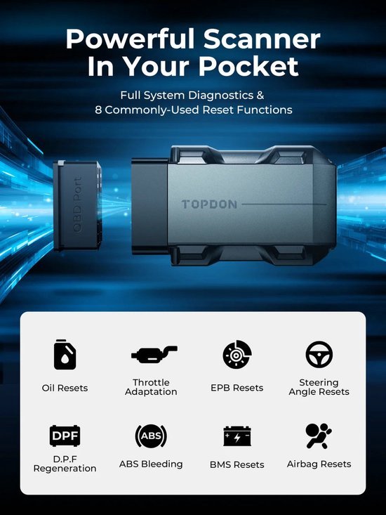 Topdon - Scanner OBD2 - Ordinateur de diagnostic - Outil de diagnostic Smart -... | bol