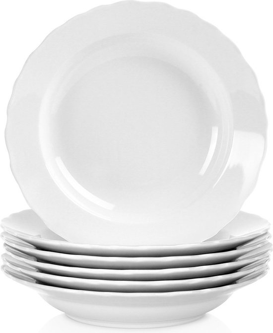 Diep Bord Porselein MONA 24 cm, 350 ml 6 stuks - Soepbord - Diepe Borden - Pastabord | bol
