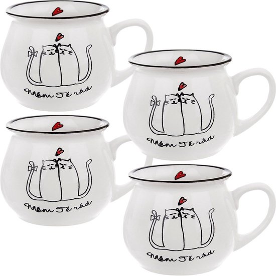 Mokken Keramiek 300 ml 4 stuks - Set - Bekers - Koffiebekers - Kopjes - Koffiemok | bol