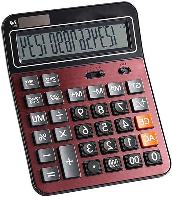 Grote zakelijke rekenmachine op zonne-energie - met twee standen - 14-cijferig... | bol