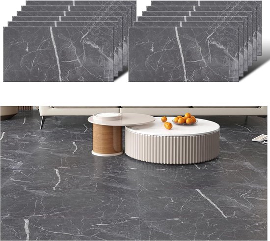 PVC-vloer - grijs marmer look - geschikt voor elke ruimte - 60 cm x 60 ...