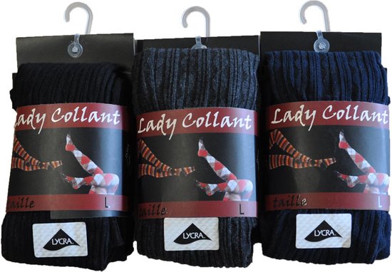 Dames collant 80% katoen- fantasie tors- 5 stuks- maat L - Assortiment ...