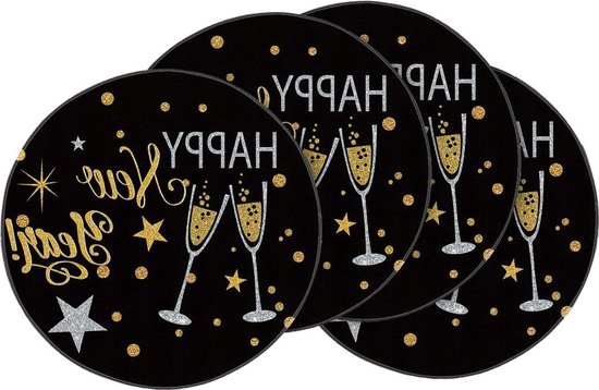 Ronde placemats Happy New Year 2025 - feestdecoratie - set van 4 - 37 ...