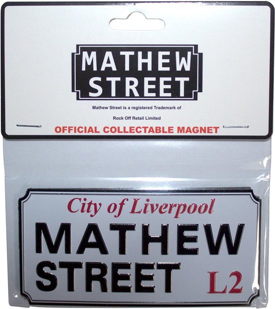 - Mathew Street Liverpool Sign Embossed Koelkastmagneet - Wit | bol