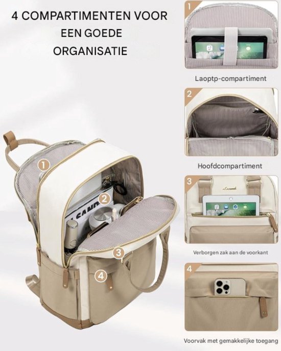 Rugzak Dames - Met Veel Vakken - Voor Werk & Reizen | bol