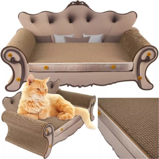 Purlov Krabpaal Sofa – Luxe Krabmeubel Sofa voor Katten – MDF en Karton ...
