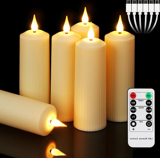 oCreon LED Kaarsen Oplaadbaar met Afstandsbediening - Waterdichte ...