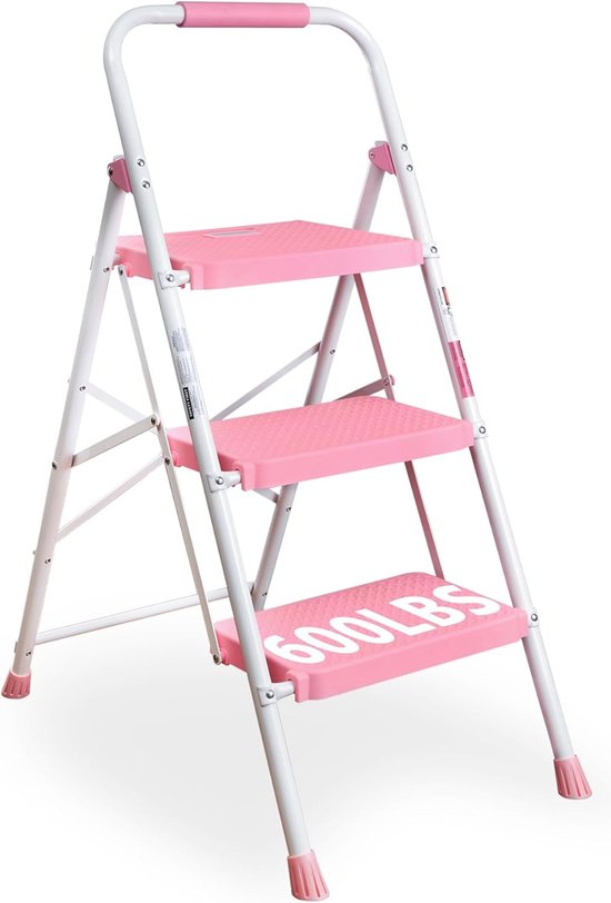 Opvouwbare 3-traps Ladder met Antislip Pedalen en Hoog Draagvermogen | bol
