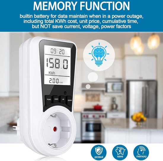 Stroomverbruikmeter met lcd-scherm - energiekostenmeter voor ...