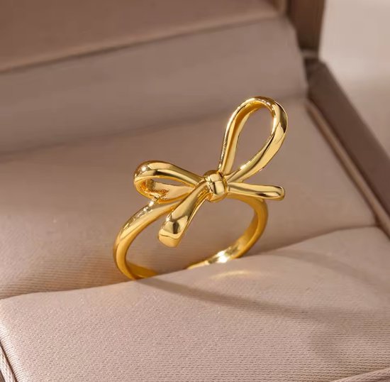 Ring - Yehwang - Goud - Strik - Verstelbaar - Stainless steel ...