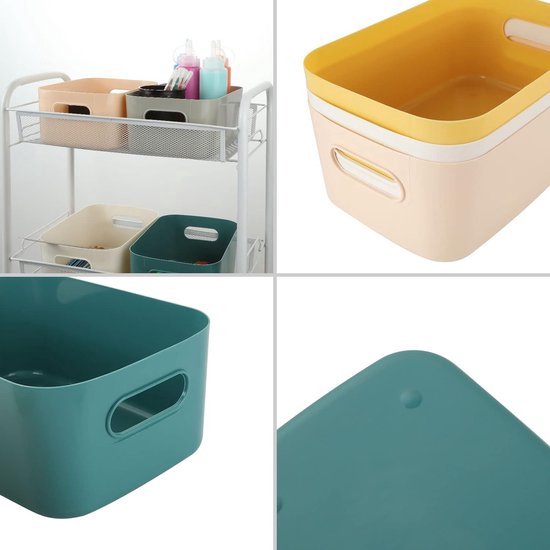 6 stuks plastic opbergdozen, meerdere kleuren opbergmanden, 24 x 16 x 9 ...