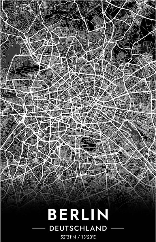 Berlijn Poster | Duitsland Poster | Zwart Poster | Stad Poster | Kaart ...