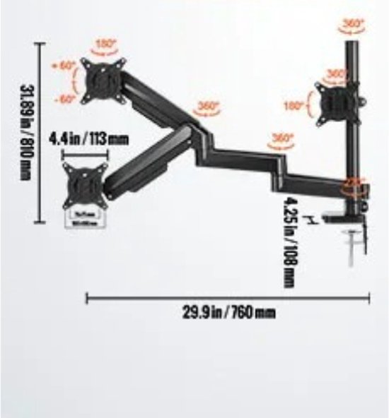 Mason® - Monitor Arm - Monitor Arm 3 Schermen - Monitor Arm Gasveer ...