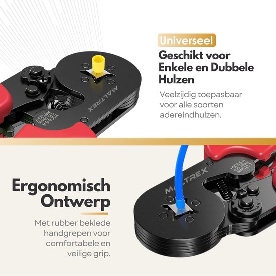 Adereindhulstang incl. 1200 Adereindhulzen – Professionele Krimptang ...