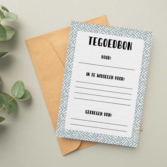 Tegoedbon A5 Blauw - Tegoed - Inclusief Goudkleurige envelop ...