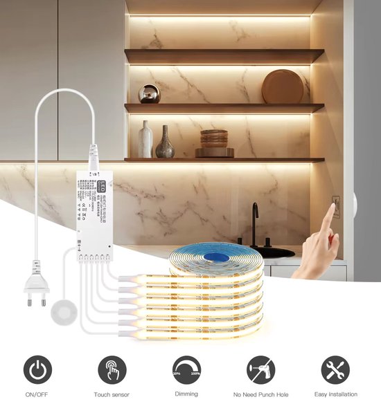 LED Strip Kast - 5 LED strips Van 2 meter - Onderbouwverlichting ...