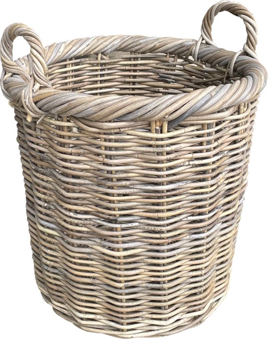 Sweet Living Hoge ronde rieten mand - Rotan plantenmand - Ø41xH40 cm | bol