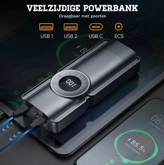 Accu Booster - Jumpstarter Voor Auto Met 20000mAh Capaciteit ...