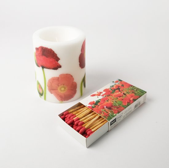 Kaars - met GRATIS lange lucifers - lange lucifers - poppy flower ...