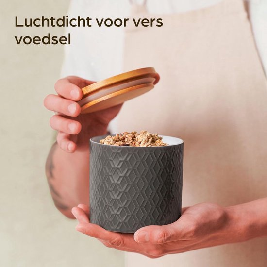 Keramische Bewaarpotten met Bamboe Deksel - Luchtdichte ...