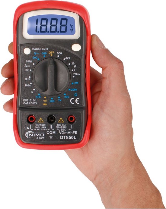 Multimeter DT850L | Inclusief beschermhoes | Incl. meetsnoeren en 9 V ...