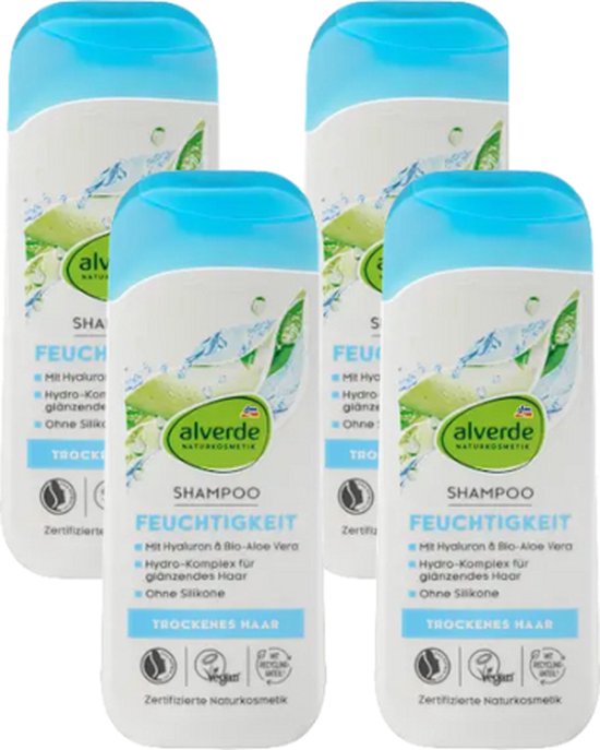 Alverde Naturkosmetik Shampoo Vochtigheid | MULTI-VERPAKKING 4x 200 ml ...