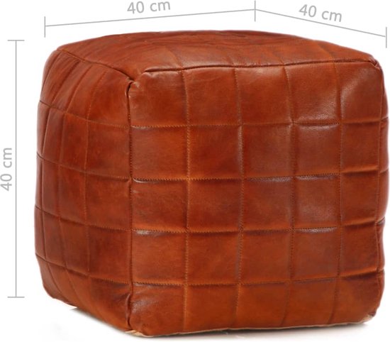 vidaXL Poef - Echt Geitenleer - 40x40x40 cm - Tan Poef - Geitenleer ...