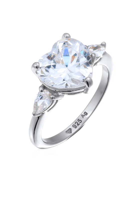 Elli Dames Ring Elli Ring met Stenen Dames Hart Zirkonia Hart Geslepen ...