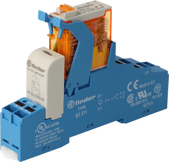 Finder 16A Interface Relais Met Insteek Terminal - 4C.P1.8.230.0060 ...